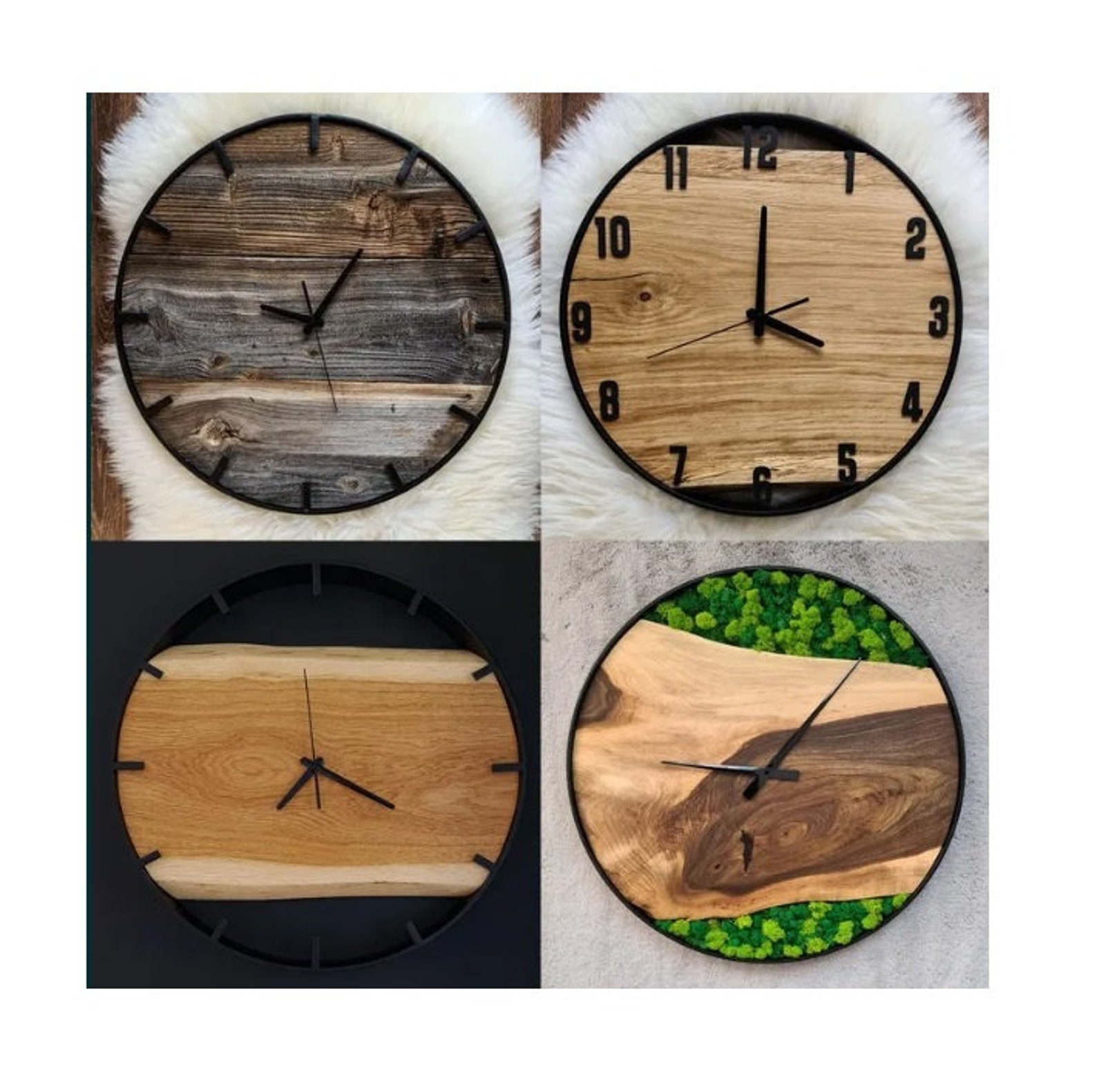 Wooden Oak Clock Frame Clock Metal Wall Clock Farmhouse - Etsy