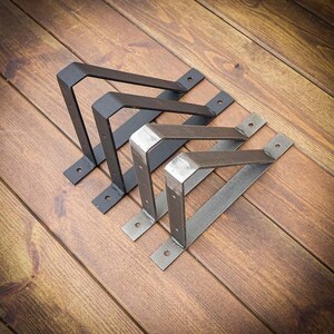 Pair of Industrial Raw Black Metal Shelf Brackets, 210x300mm Retro Iron ...