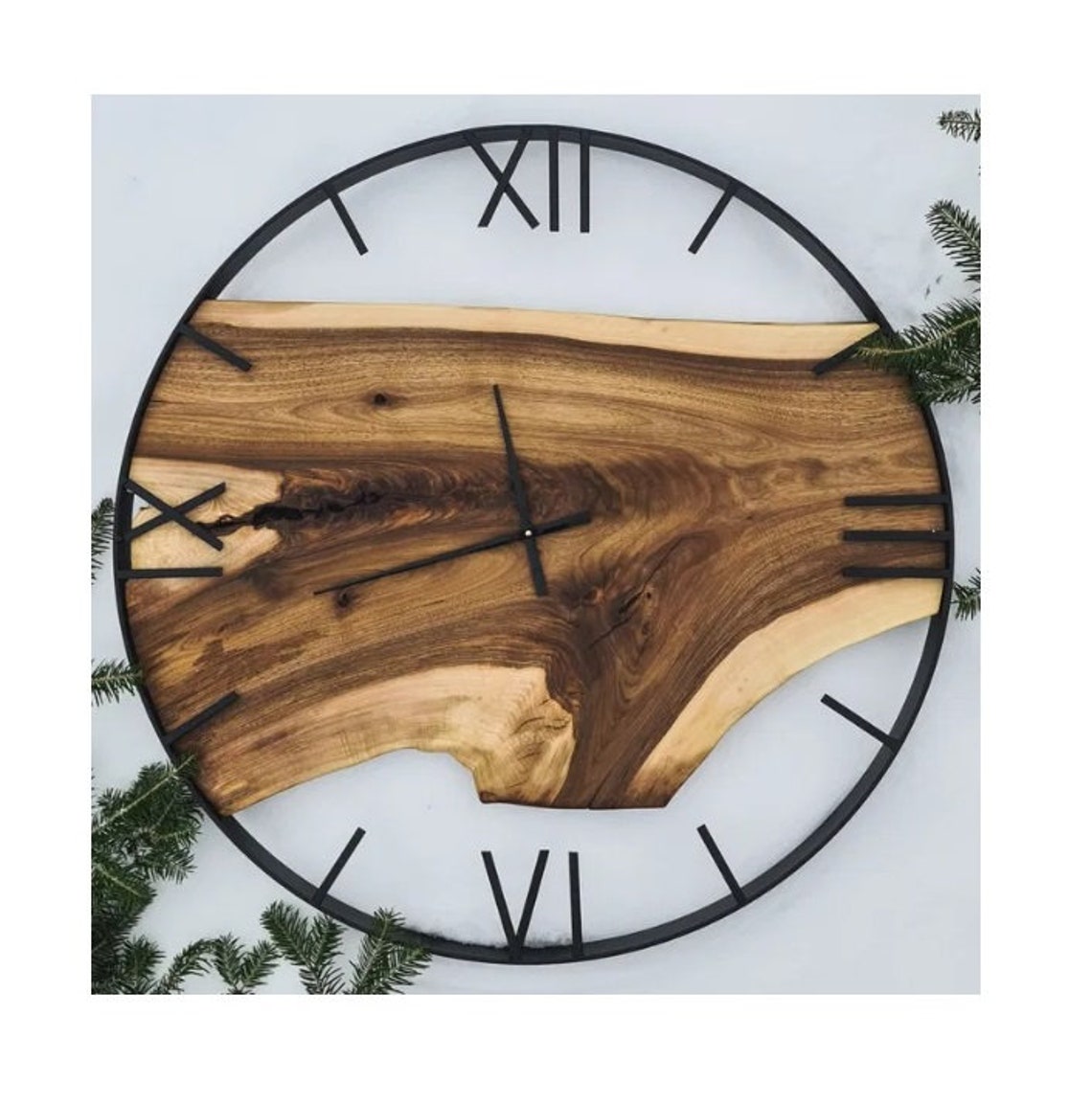 Wooden Oak Clock Frame Clock Metal Wall Clock Farmhouse - Etsy