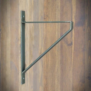 Pair of Industrial Raw Black Metal Shelf Brackets, 210x300mm Retro Iron ...