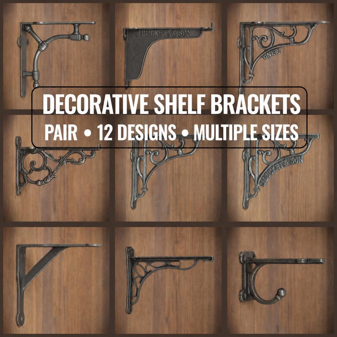 Cast Iron Shelf Brackets Pair – 12 Decorative Designs, Multiple Sizes ...