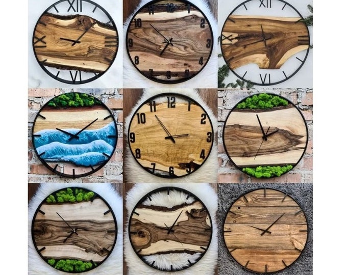 Rustic Modern Cedar Wood Wall Clock - Unique Natural Live Edge Design ...