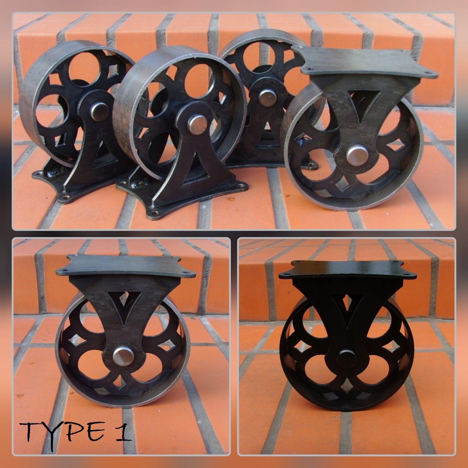 Industrial Metal Caster Wheel 135mm – Handmade Steel Loft Furniture ...