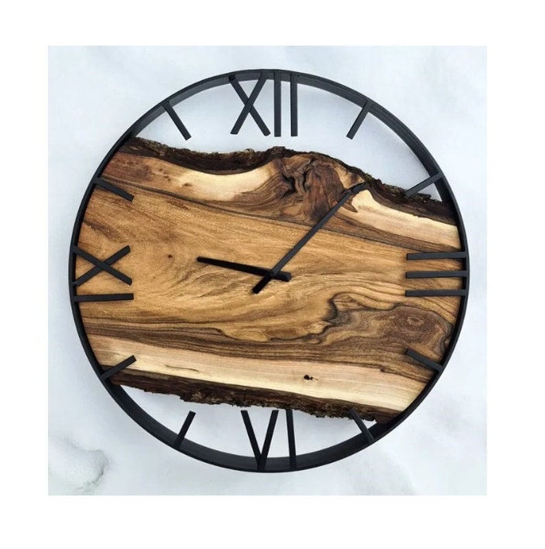 Wooden Oak Clock Frame Clock Metal Wall Clock Farmhouse - Etsy