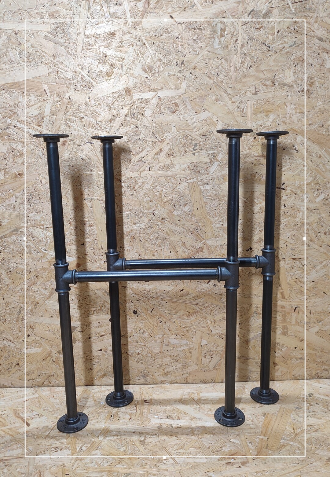 Industrial Coffee Table With Industrial Raw Steel Pipe Legs , Black ...