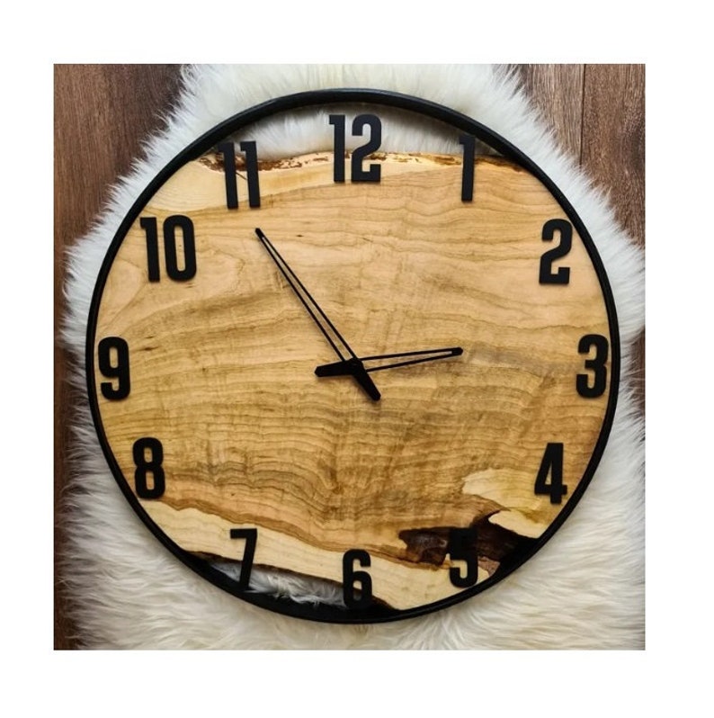 Wooden Oak Clock Frame Clock Metal Wall Clock Farmhouse - Etsy