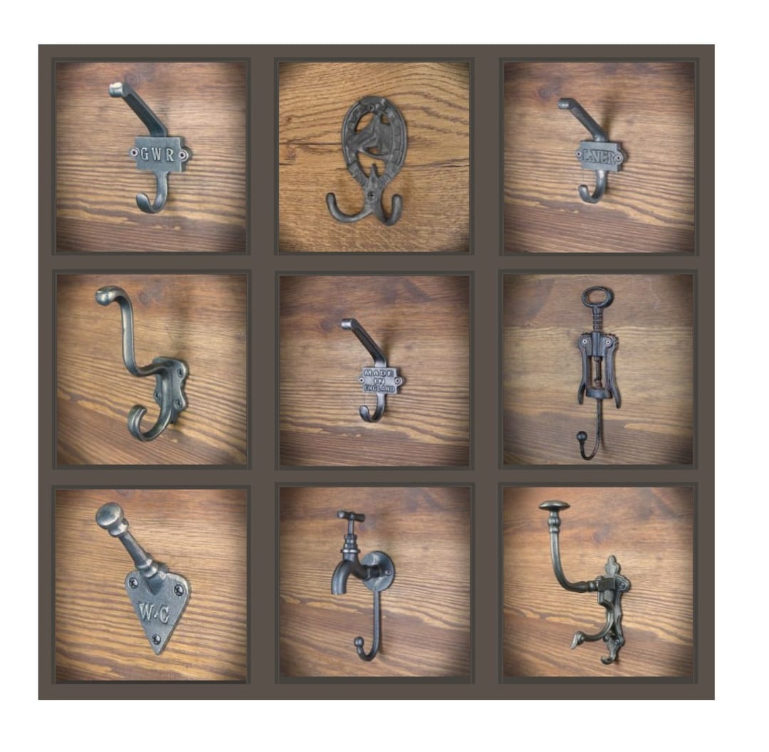 Cast Iron Coat Hook, Retro Antique Finish, Double Coat Hook, Art Deco ...