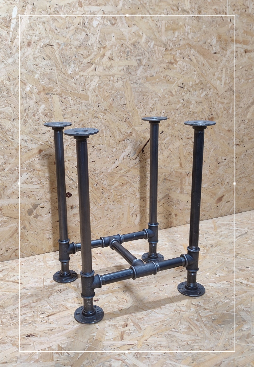 Industrial Coffee Table With Industrial Raw Steel Pipe Legs , Black ...