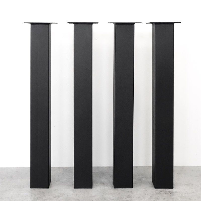 Set of 4 Square Column Table Legs, Black Steel Furniture Legs, 71 Cm ...