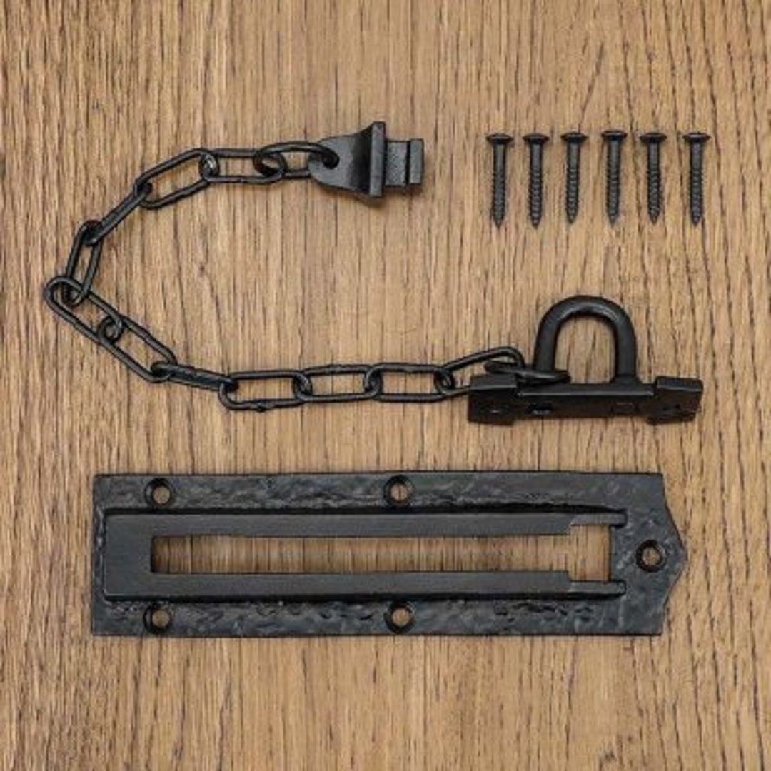 Chain Door Lock 155x40mm BLACK, Antique Door Lock, Chain Lock, Loft ...