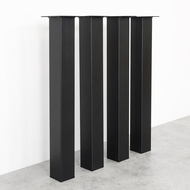 Set of 4 Square Column Table Legs, Black Steel Furniture Legs, 71 Cm ...