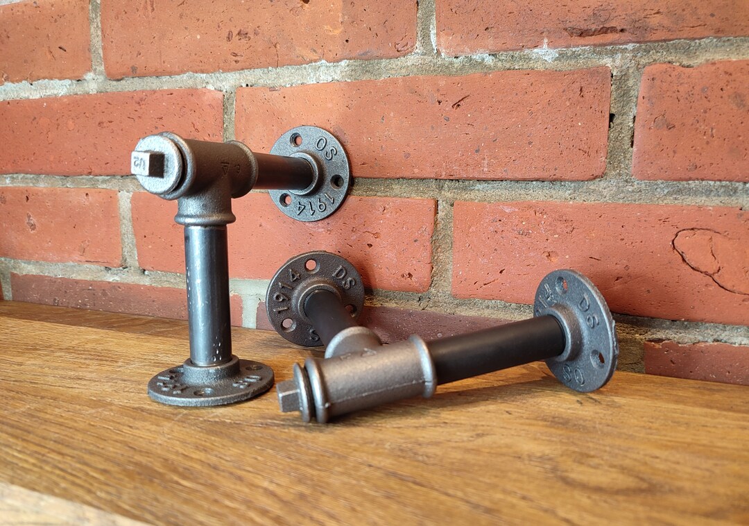 Pair Pipe Shelf Brackets, Steampunk Shelf Brackets, Industrial Shelf ...