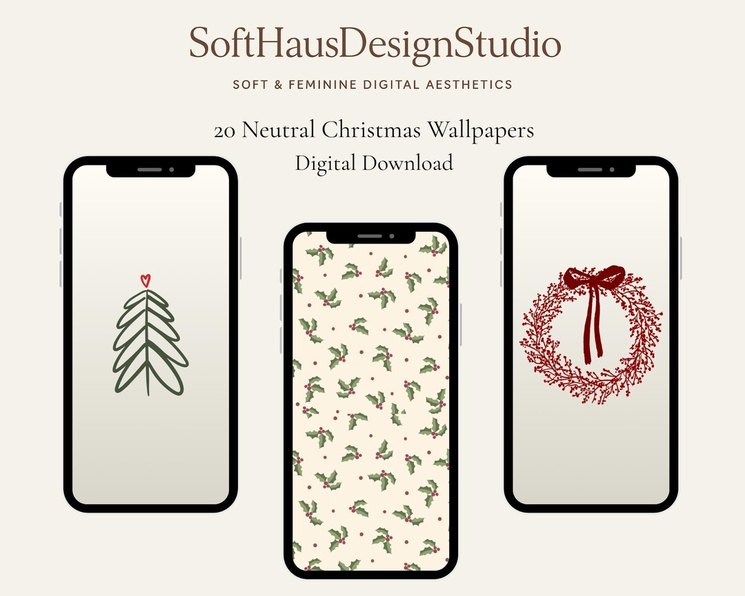 Neutral Christmas Wallpapers | Beige Winter Phone Backgrounds | Cozy ...