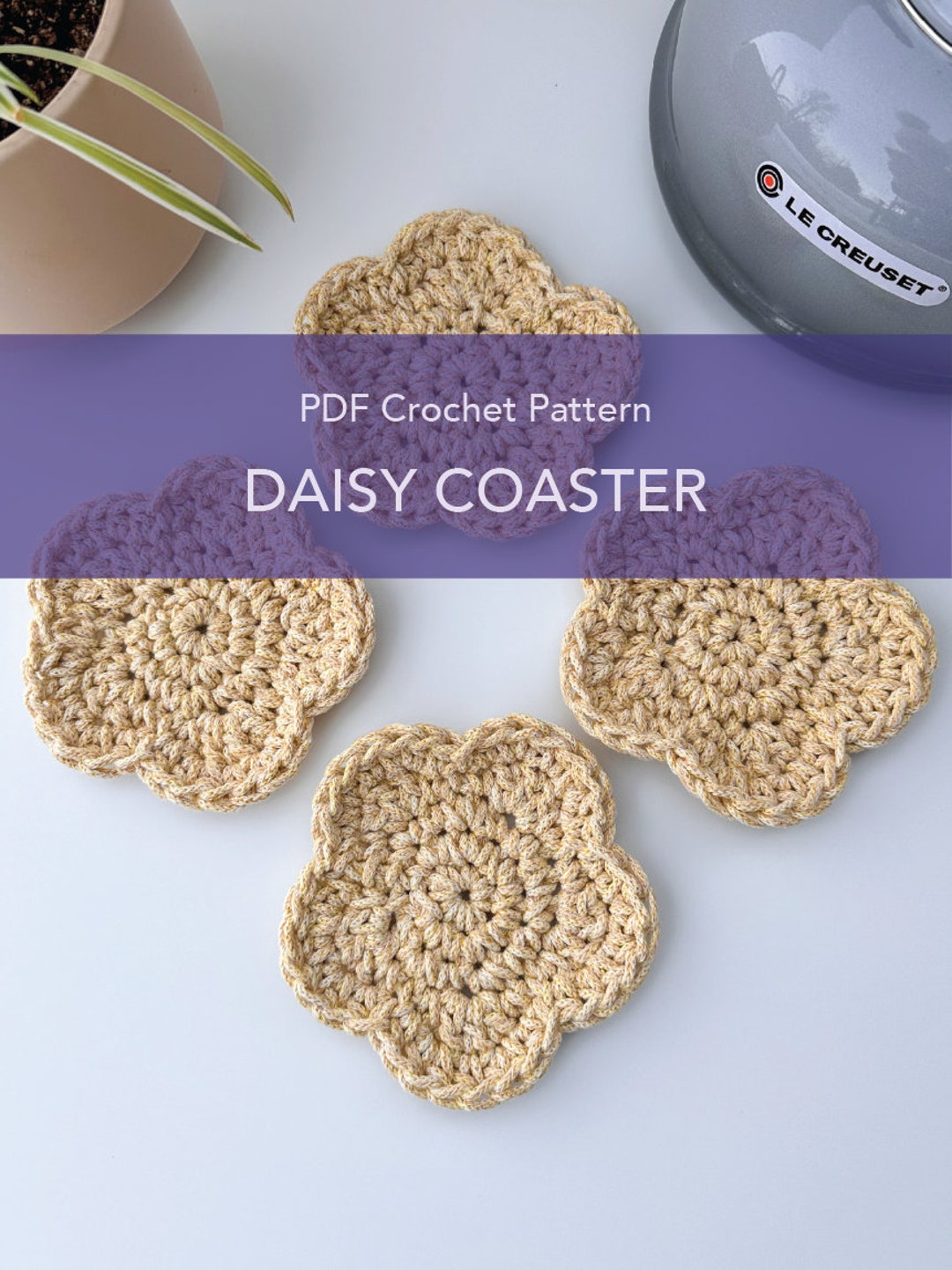 Daisy Coaster Crochet Pattern | PDF PATTERN | Crochet Coaster | Daisy ...