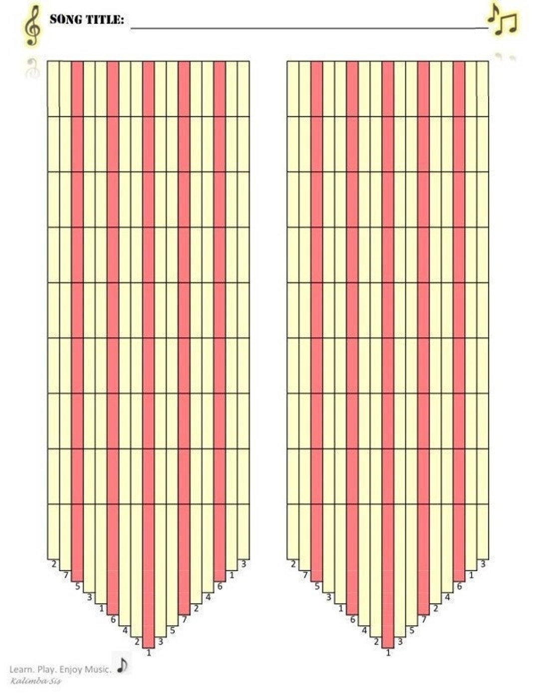 Blank Kalimba Tabs Number and Letter A4 Size Instant Print - Etsy