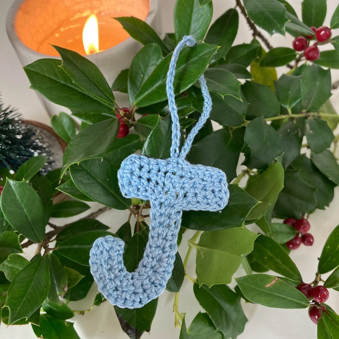 Personalized Monogram Blue Crocheted Letter J Christmas Holiday ...