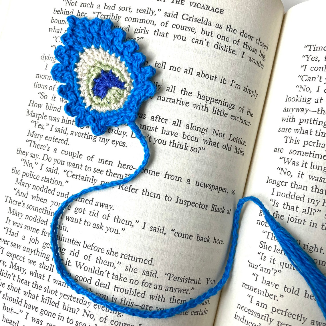 Handmade Crocheted Peacock Feather Bookmark, Crocheted Bookmark, Blue ...