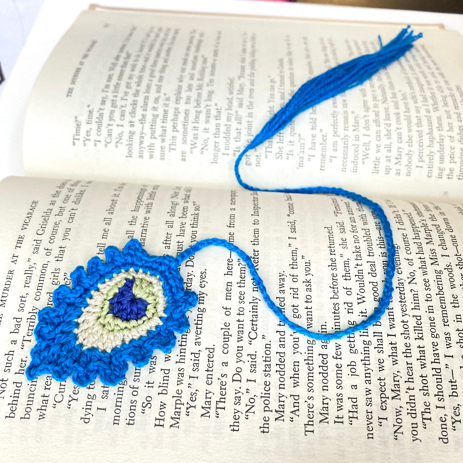 Handmade Crocheted Peacock Feather Bookmark, Crocheted Bookmark, Blue ...