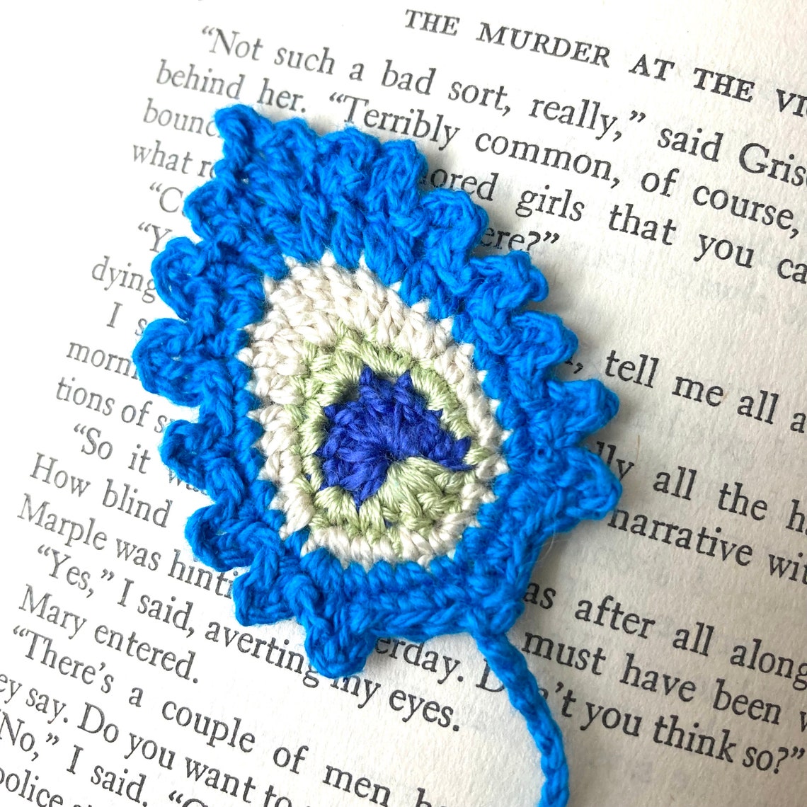 Handmade Crocheted Peacock Feather Bookmark, Crocheted Bookmark, Blue ...