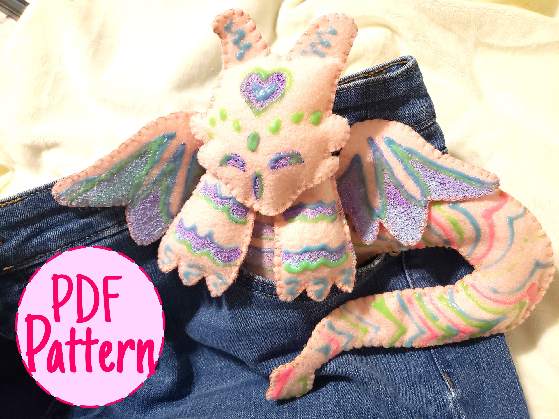 PDF Sewing Pattern Pocket Dragon Plush Cute Felt Crafting - Etsy