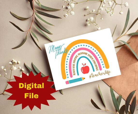 Teacher Appreciation Card Printable Teacher Card From - Etsy