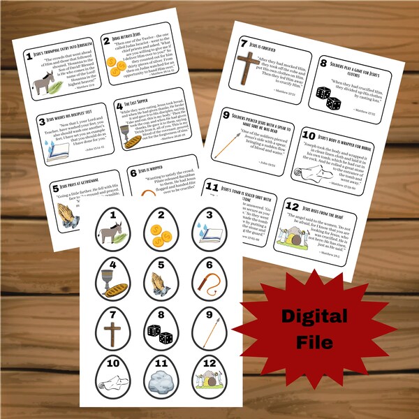 The Easter Story Scavenger Hunt Christian Easter Egg Hunt for Kids Holy ...