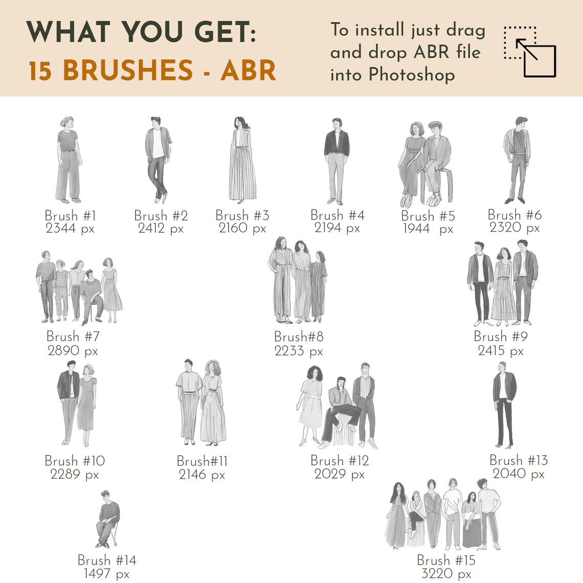 Photoshop Brush Set ABSTRACT PEOPLE Abr Png Jpg / Illustration Pack ...