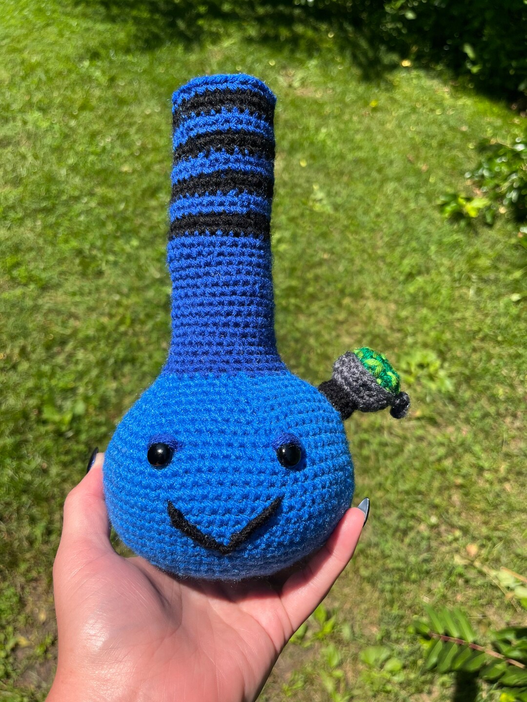 Blue Crochet Bong Adult Plushie 420 Friendly Crochet Amigurumi 420 ...