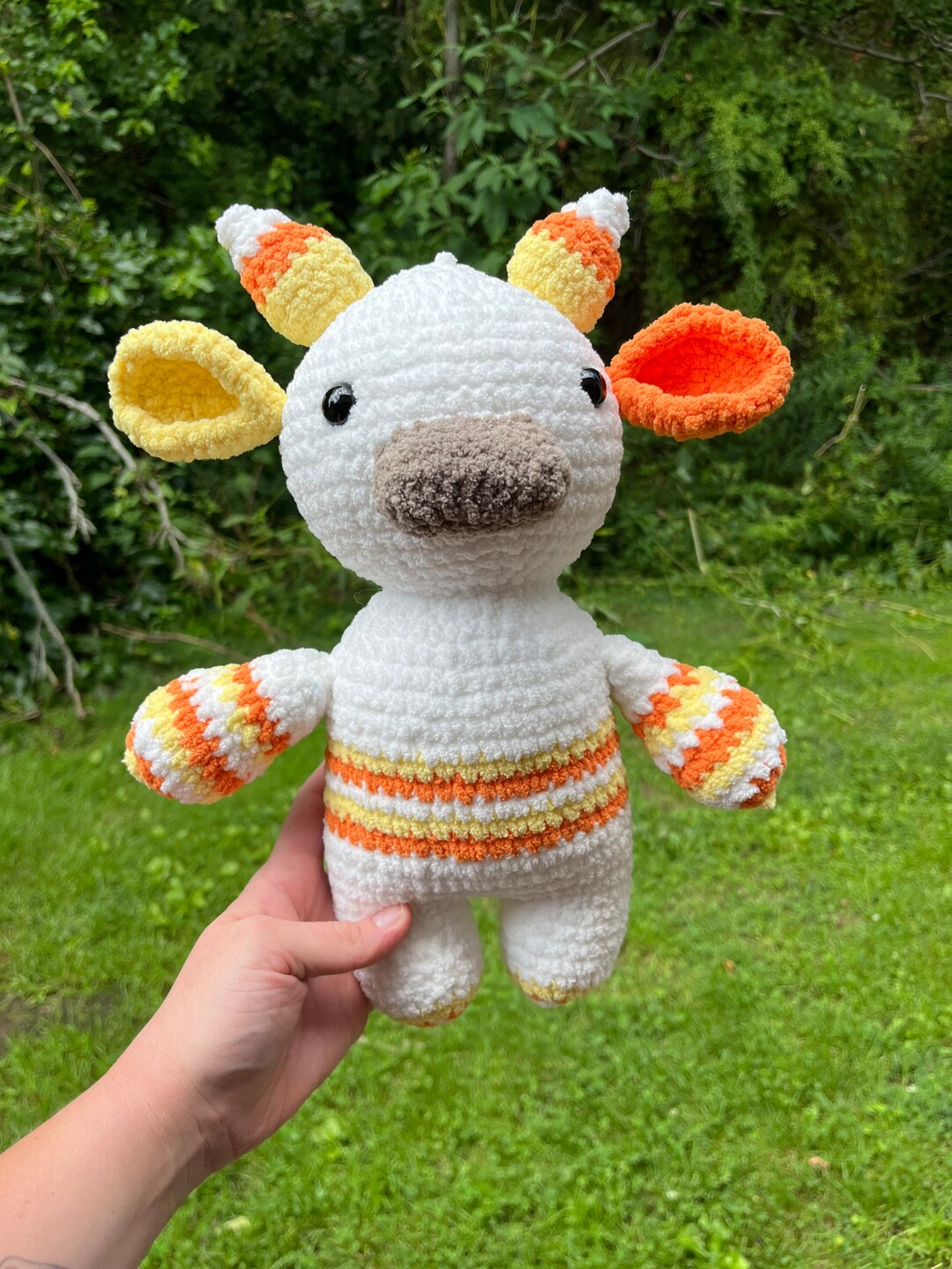Crochet Candy Corn Cow Halloween Cow Stuffed Plushie Holiday Plushie ...