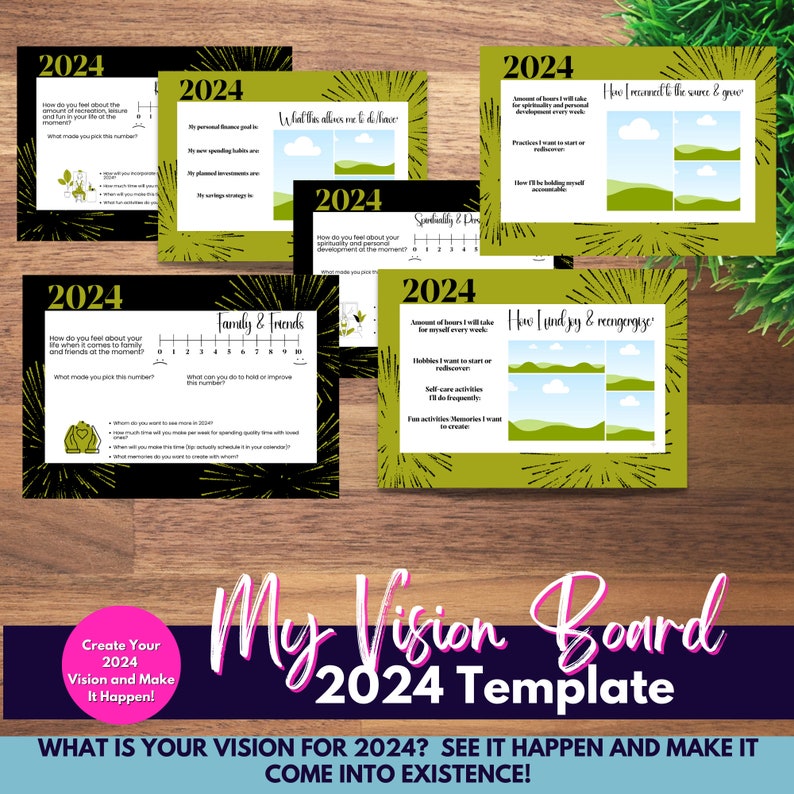2024 Vision Board Template Manifest Your Dreams With This Inspirational ...