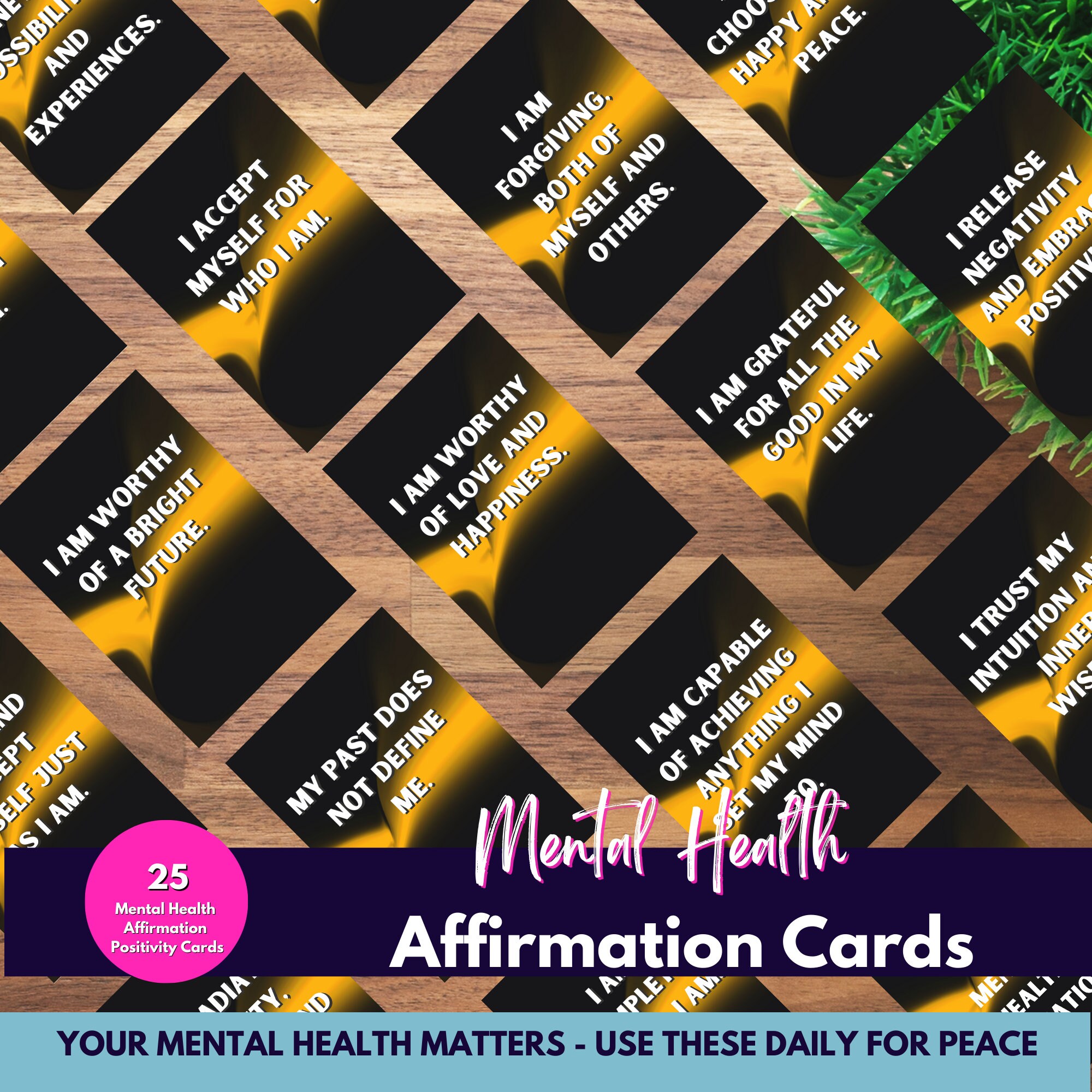 Printable Mental Health Affirmation Cards Set of 25 Digital Download ...