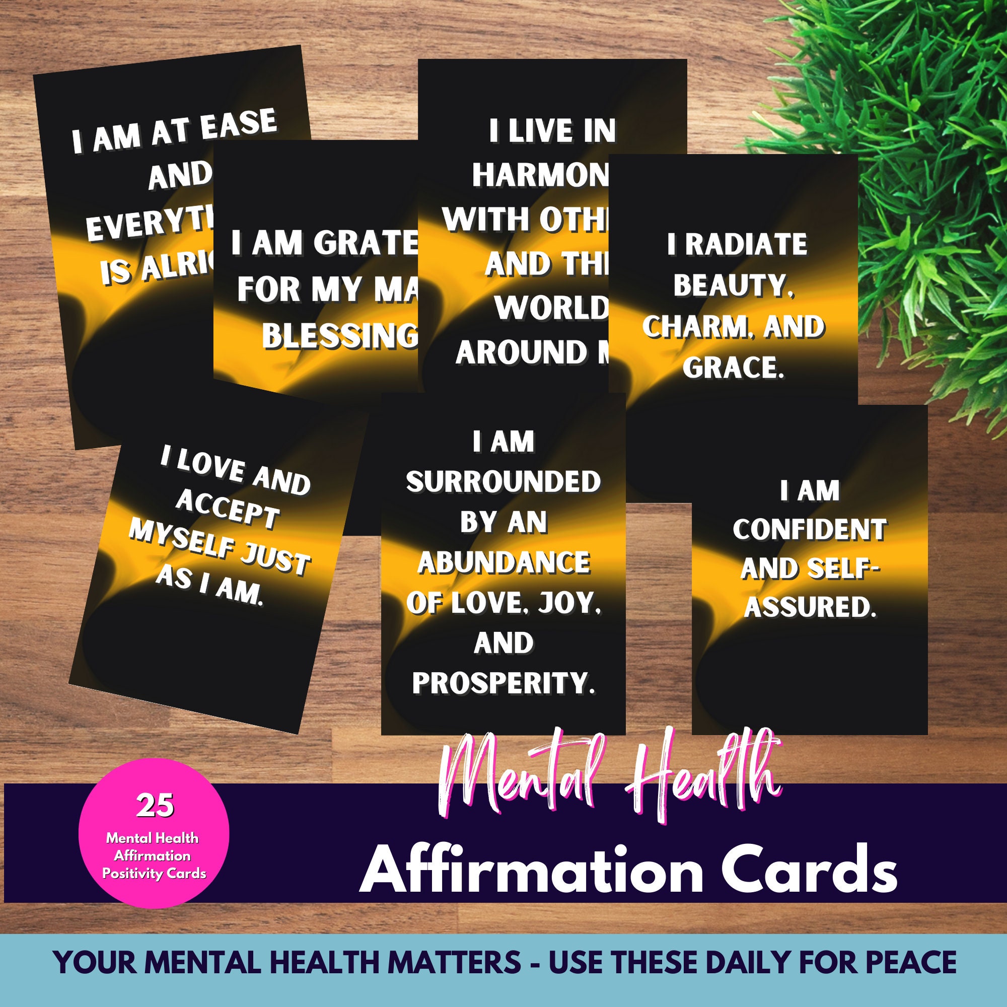 Printable Mental Health Affirmation Cards Set of 25 Digital Download ...