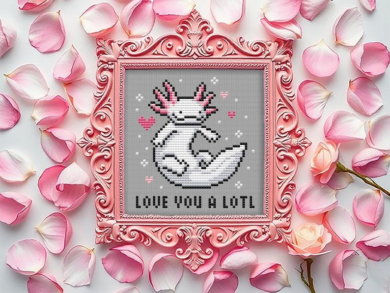 Love You A Lotl - Axolotl Digital Cross Stitch Pattern, Instant PDF ...