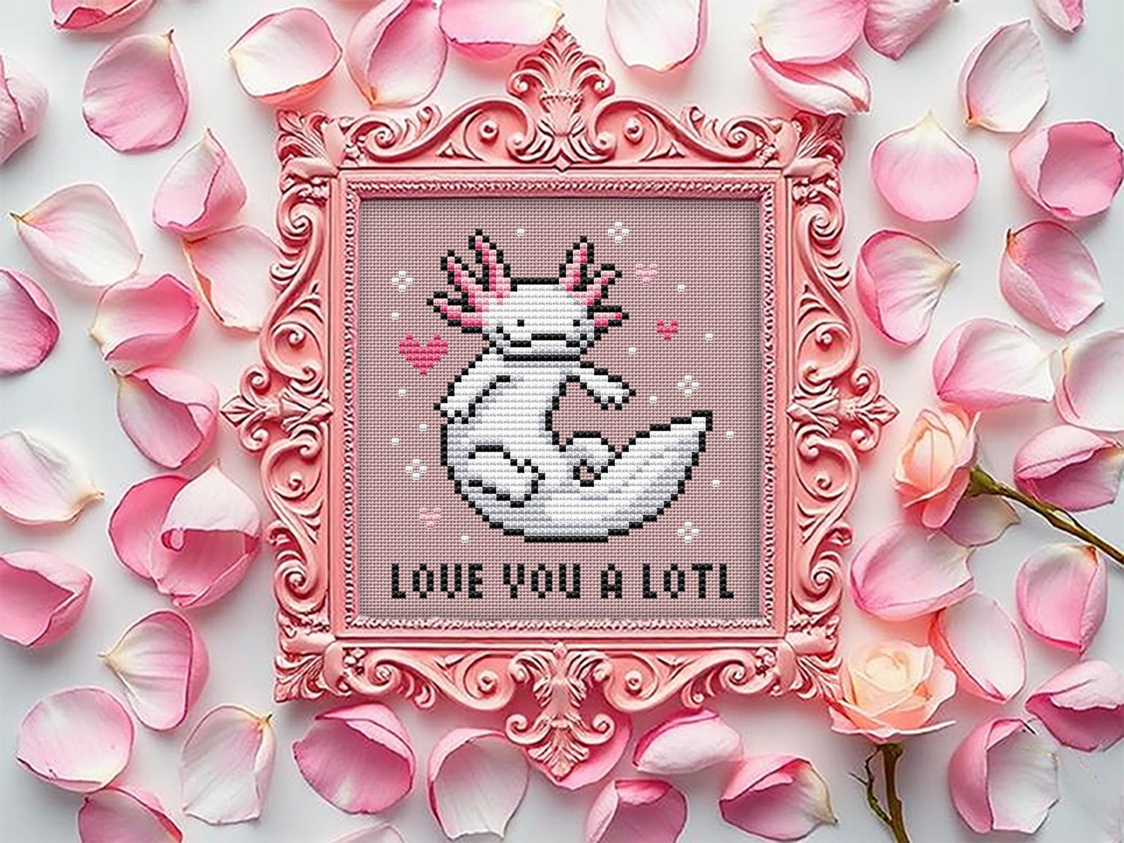 Love You A Lotl - Axolotl Digital Cross Stitch Pattern, Instant PDF ...