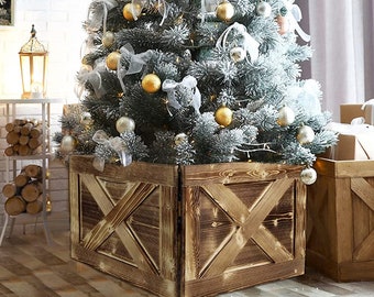 Farmhouse Christmas Tree Box Skirt - Etsy