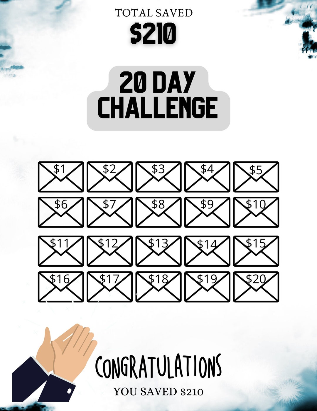 20 DAY Challenge, Envelope Savings Challenge, Low Budget Savings ...