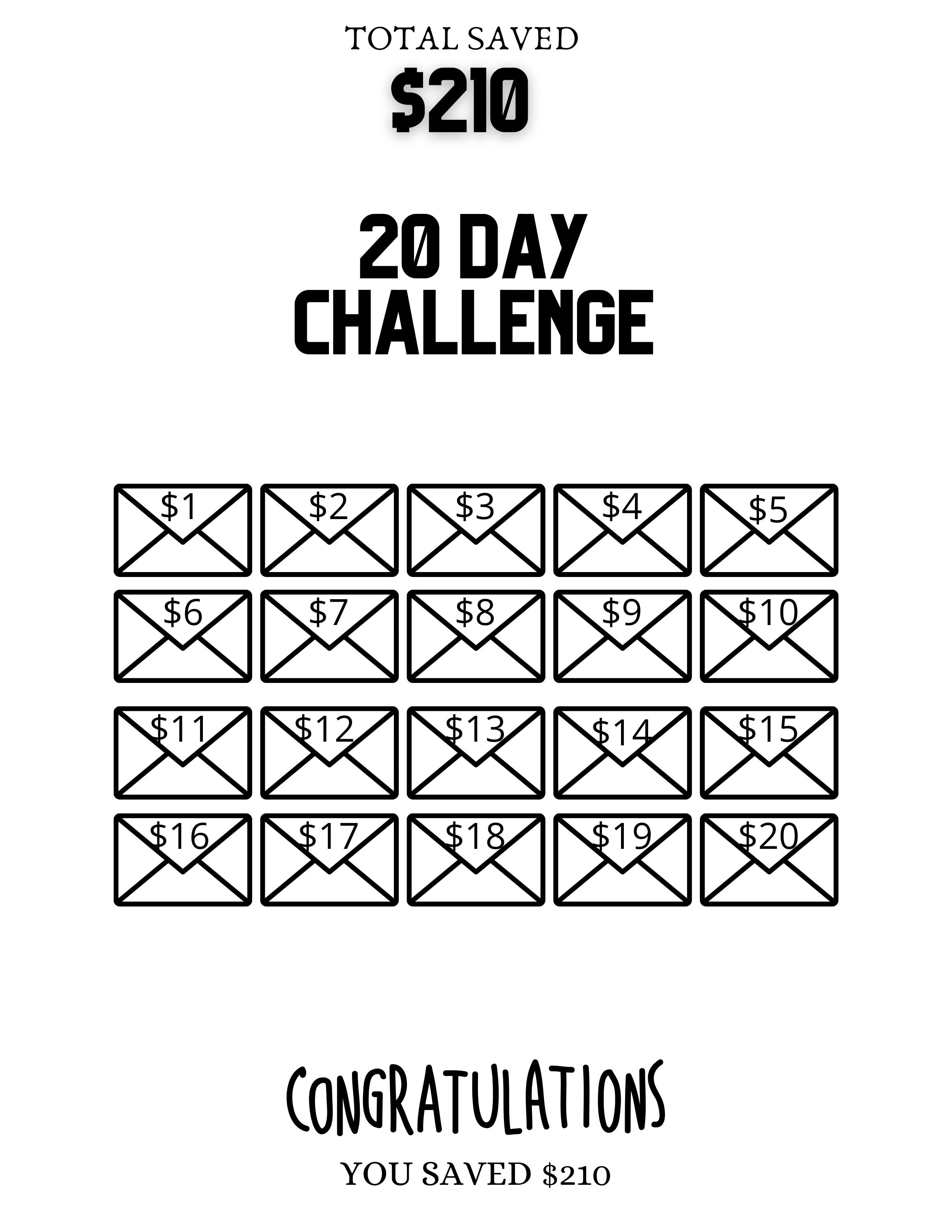 20 Day Challenge, Envelope Challenge, Budget, Low Budget Challenge ...