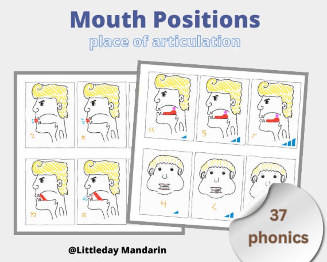 Mandarin Articulation Guides 37 Phonics /mouth Position Guides / 注音符號 ...