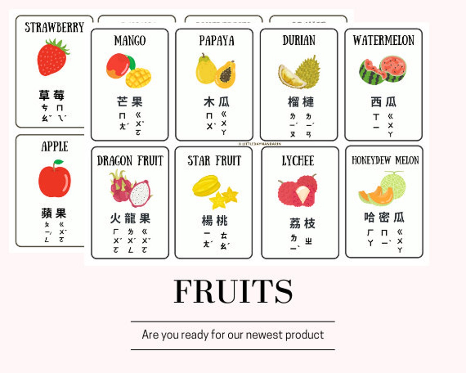 Learn Mandarin With Fruits and Vegetables in Zhuyin 注音 bopomofo ...