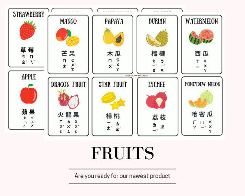 Learn Mandarin With Fruits and Vegetables in Zhuyin 注音 bopomofo ...