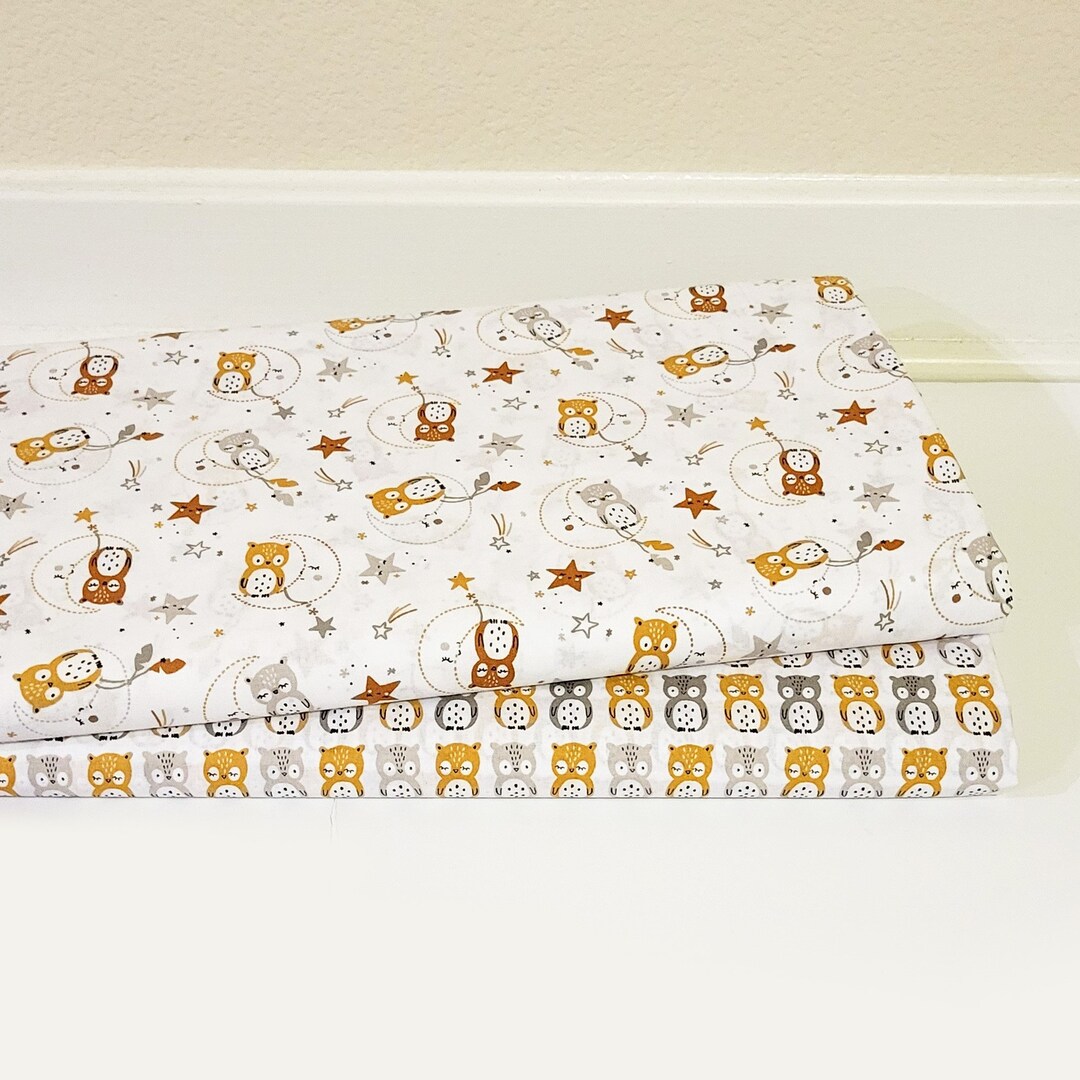 Cotton Quilting Fabrics Luna Owls Fabric Collection Willow Weavers ...