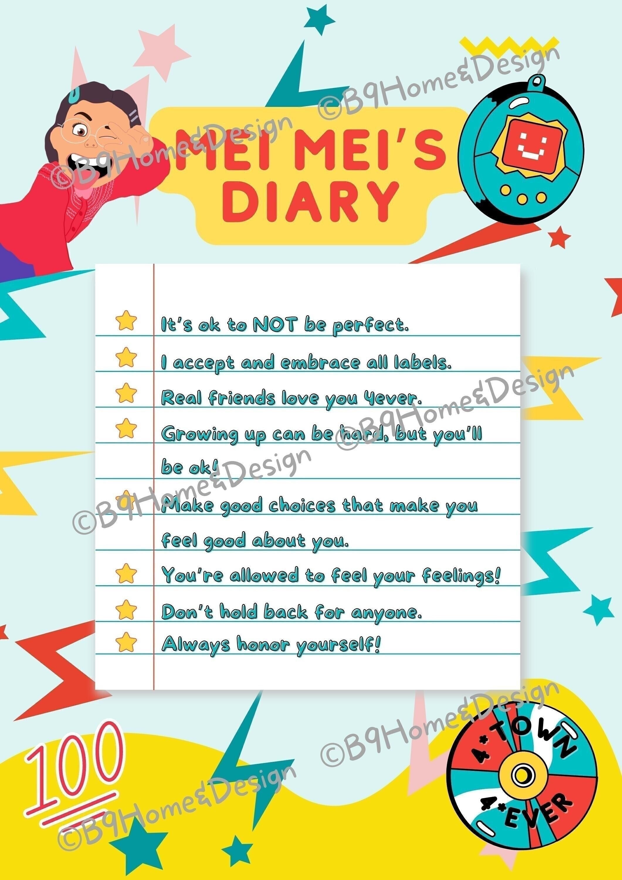 Turning Red - Meilin Mei Mei Lee Diary Lessons Print Red Panda for Kids ...
