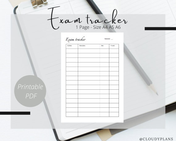 Exam Tracker Printable Student Planner Schedule | Etsy