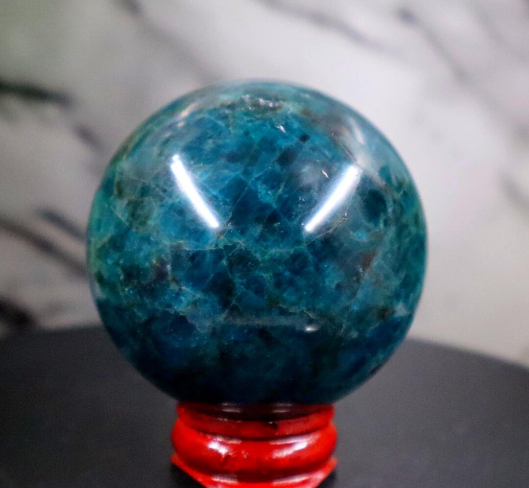 Blue Apatite Sphere - With Flash - Expansion of Knowledge - Etsy