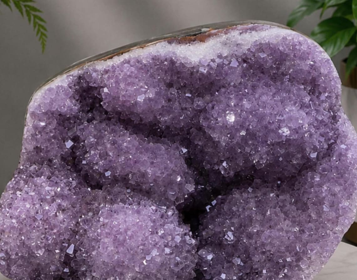 Hermosa amatista lavanda con borde de jaspe pulido de alta calidad, que ...