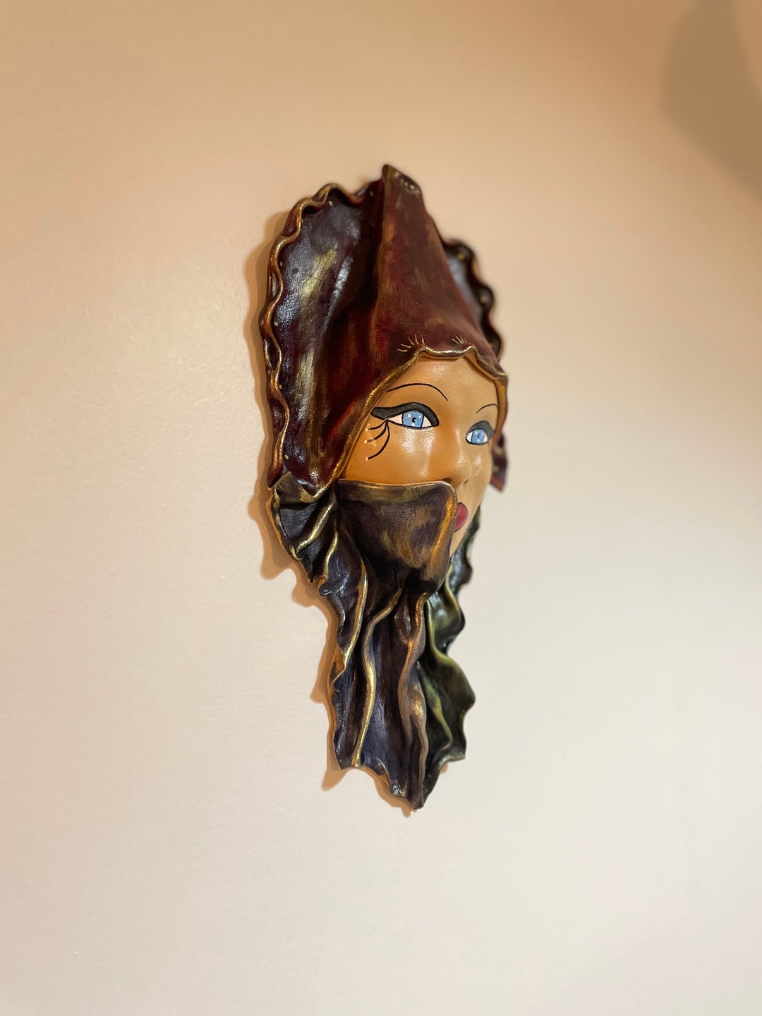 Ethnic Woman Wall Hanging Mask, Wall Mask, Mask Wall Decor , Handmade ...