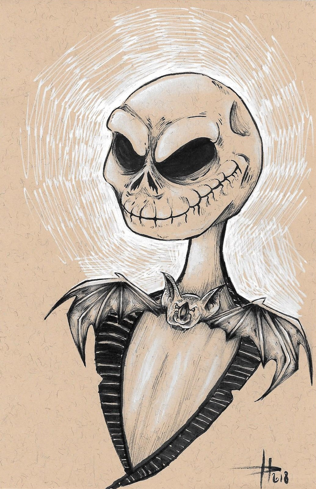 Original Jack Skeleton Drawing, Nightmare Before Christmas, Unique ...