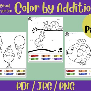 Color by Addition Math Worksheets, Using Numbers 1-6, Printable Math ...