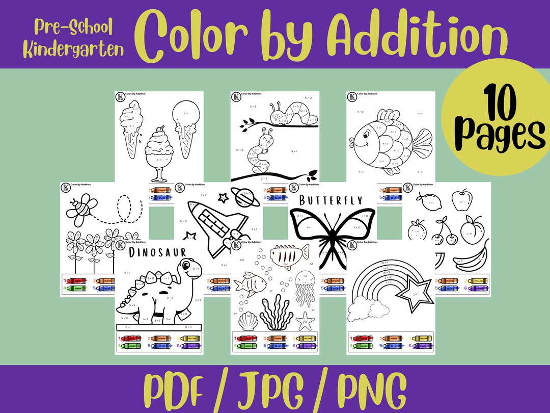 Color by Addition Math Worksheets, Using Numbers 1-6, Printable Math ...