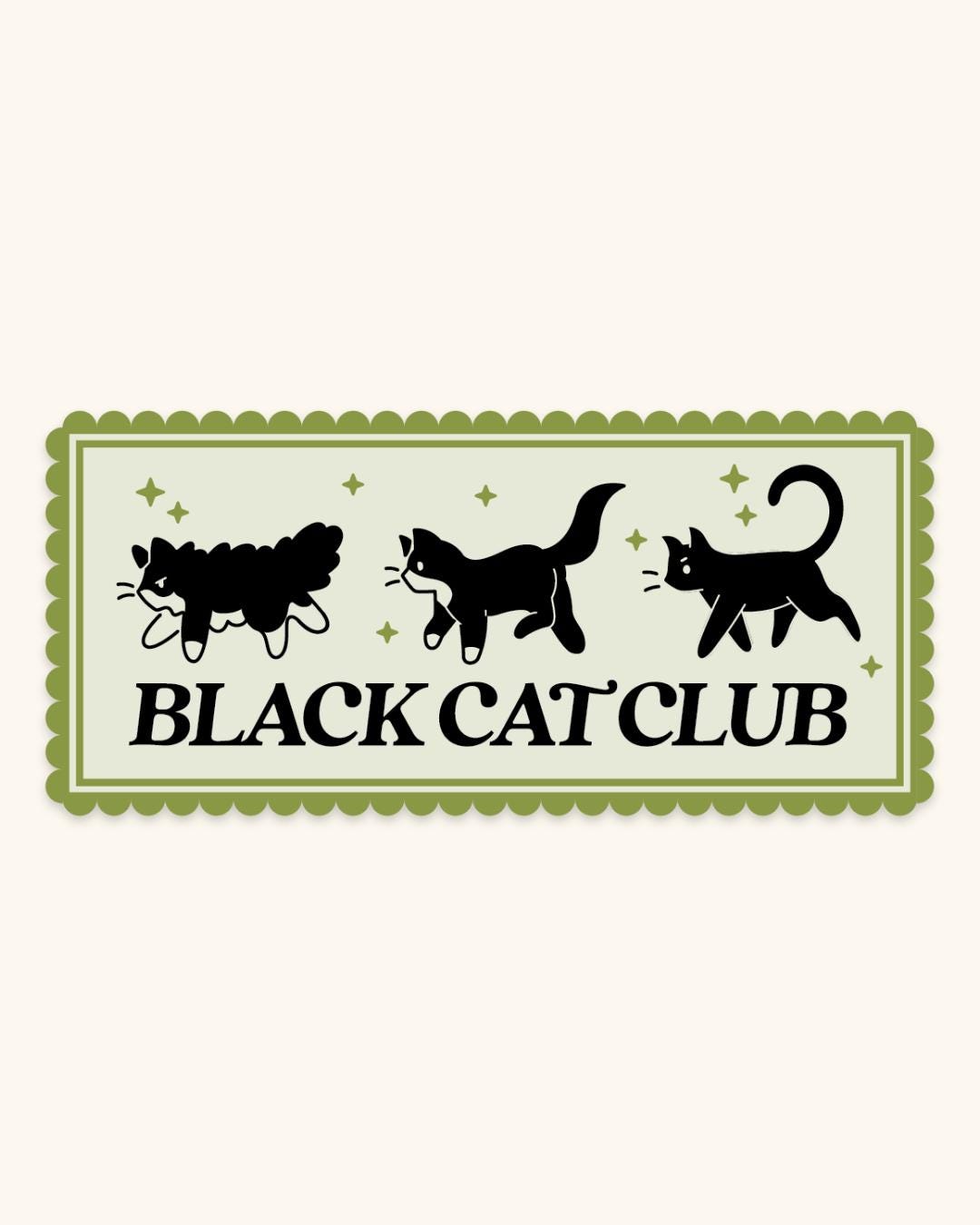 Black Cat Club Sticker | Vinyl Sticker | Cute Cat Sticker | Waterproof ...